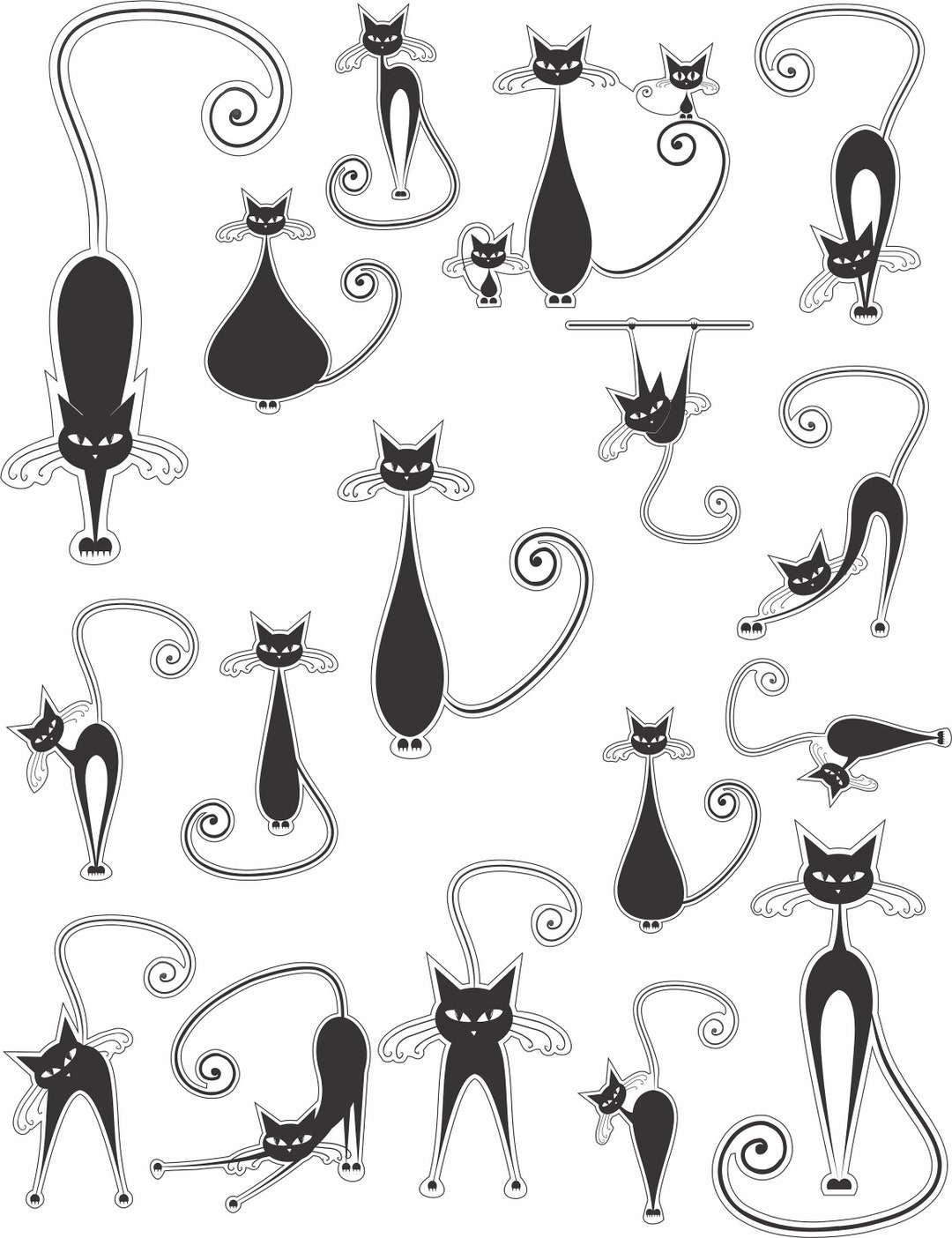 Set of 16 Cat Vinyl Sticker Decal Full Color Cad Cut Dog Cartoon Laptop ...