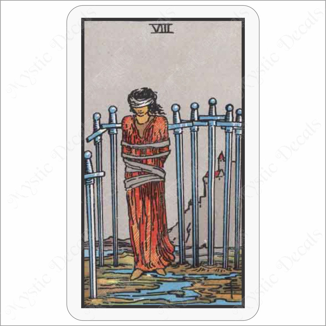 Eight of Swords Tarot Card Vinyl Sticker Decal Full Color CAD Cut Car ...