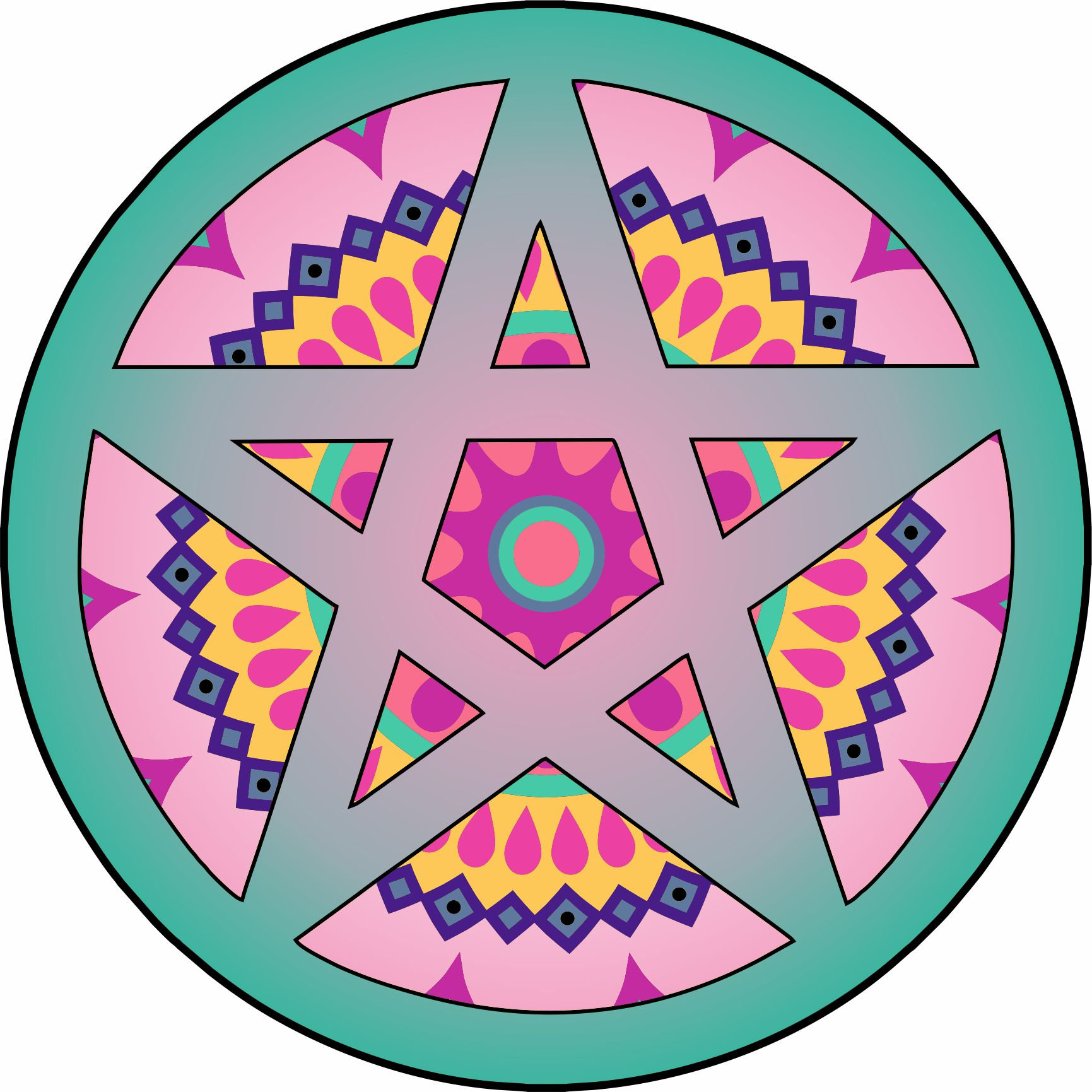 Pentacle Mandala 004 Vinyl Sticker Decal Full Color Cad | Etsy