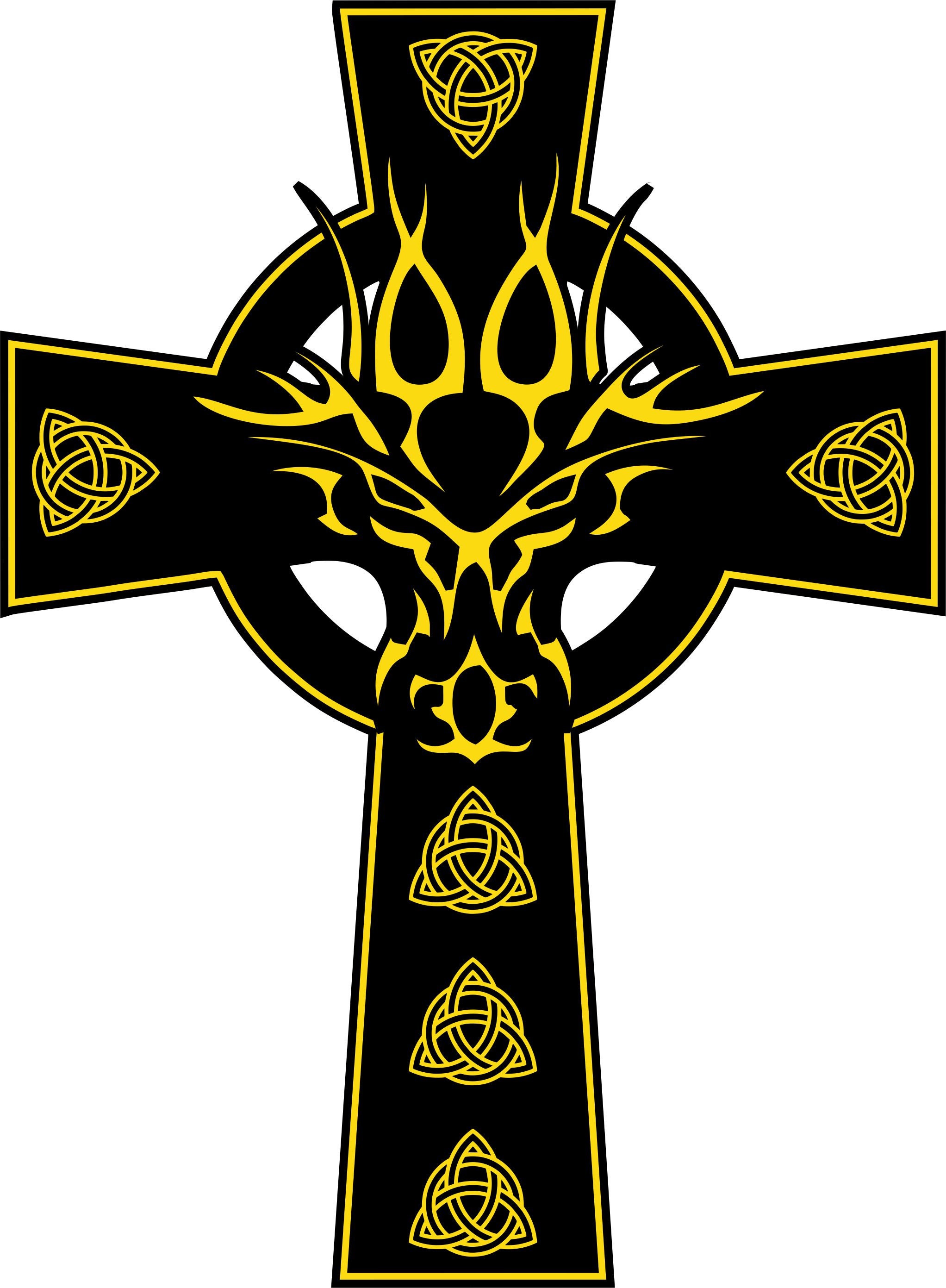 Dragon 3 Celtic Cross- Vinyl Sticker Decal - Occult Full Color CAD Cut ...