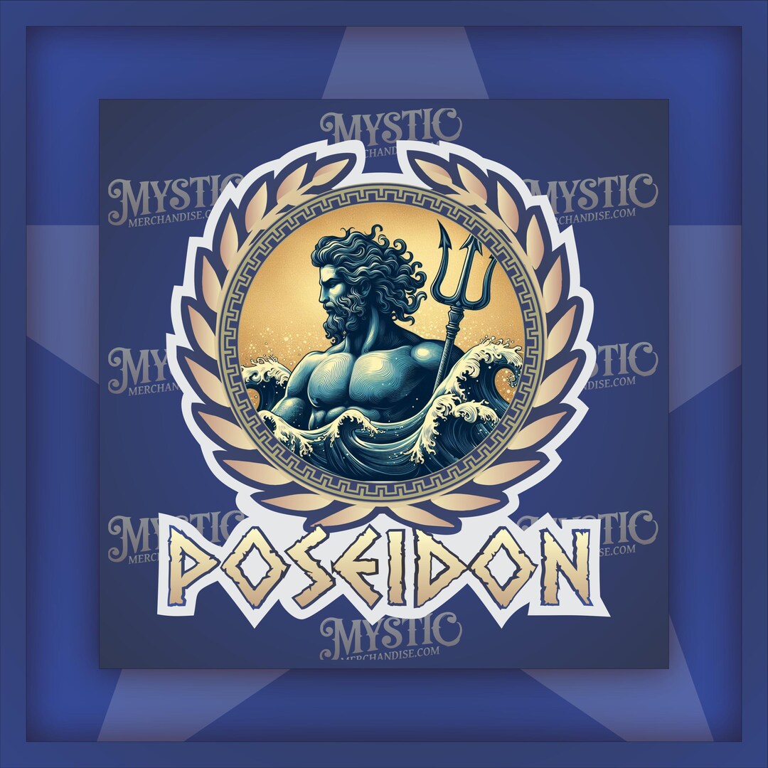 Poseidon - Vinyl Sticker Decal - Full Color - Greek God Car Laptop God ...