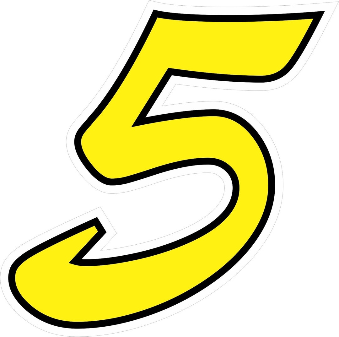 Number 5 - Racing Number - Vinyl Sticker Decal - Movie Full Color CAD ...