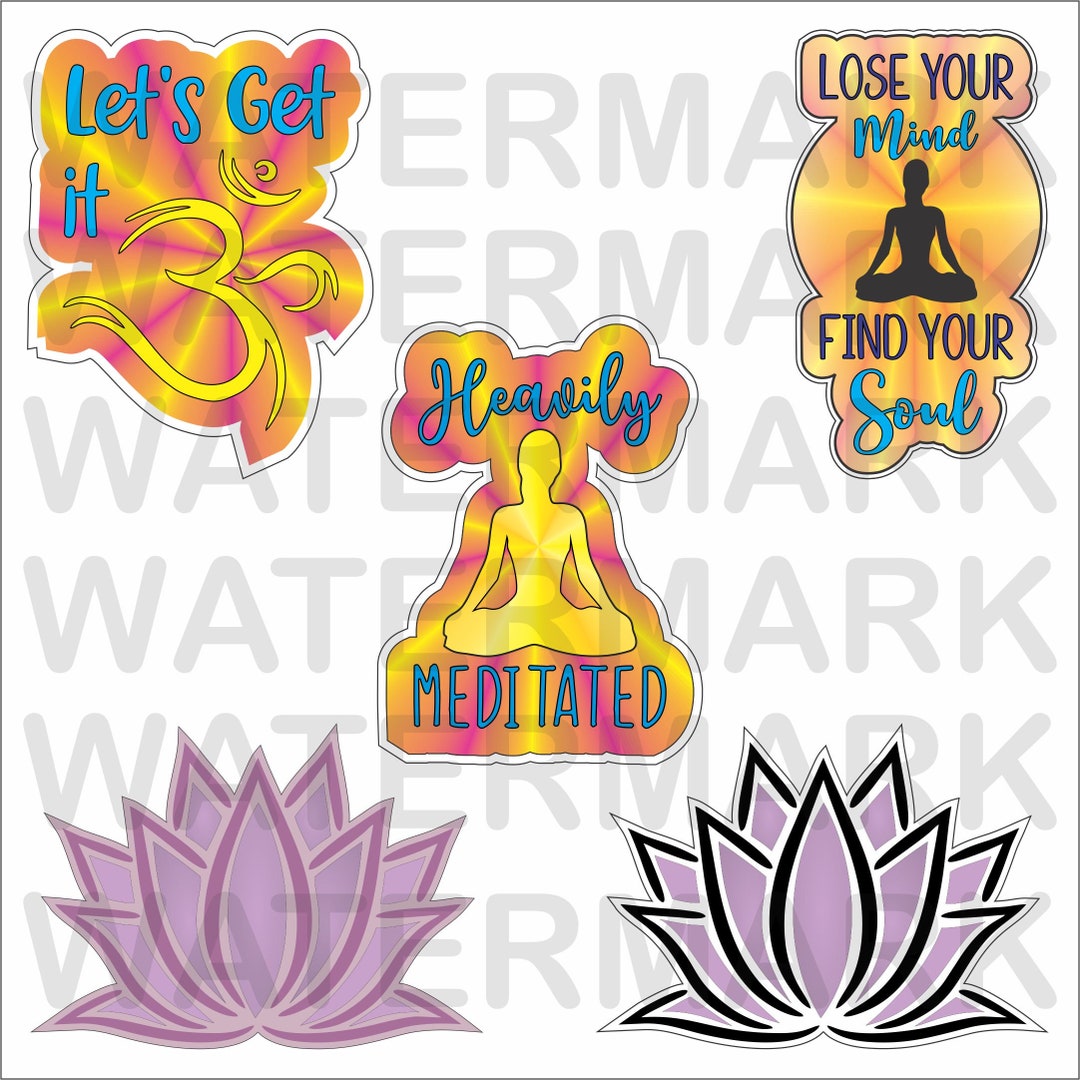 Yoga Meditation 5 Decal Bundle - Vinyl Sticker Decal - Full Color - Car ...