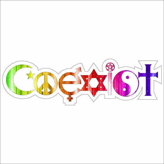 Coexist White Background Vinyl Sticker Decal Full Color | Etsy