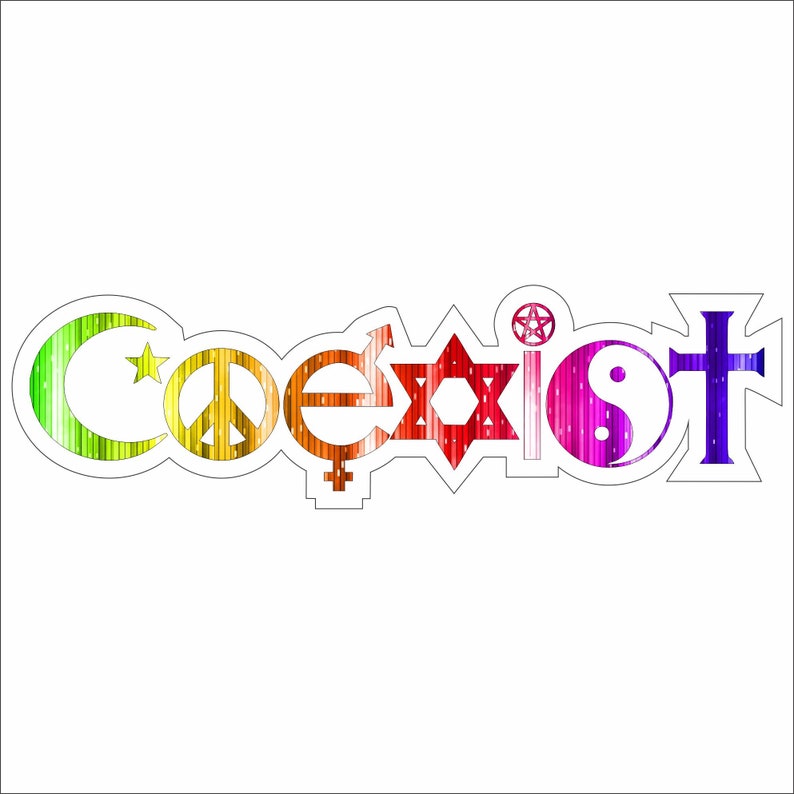 Coexist White Background Vinyl Sticker Decal Full Color - Etsy