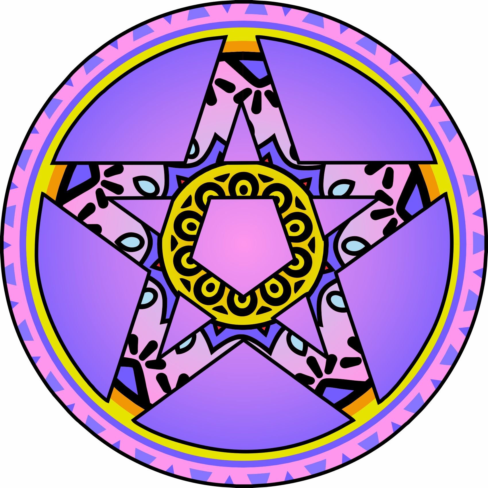 Pentacle Mandala Vinyl Sticker Decal Full Color Cad Cut - Etsy