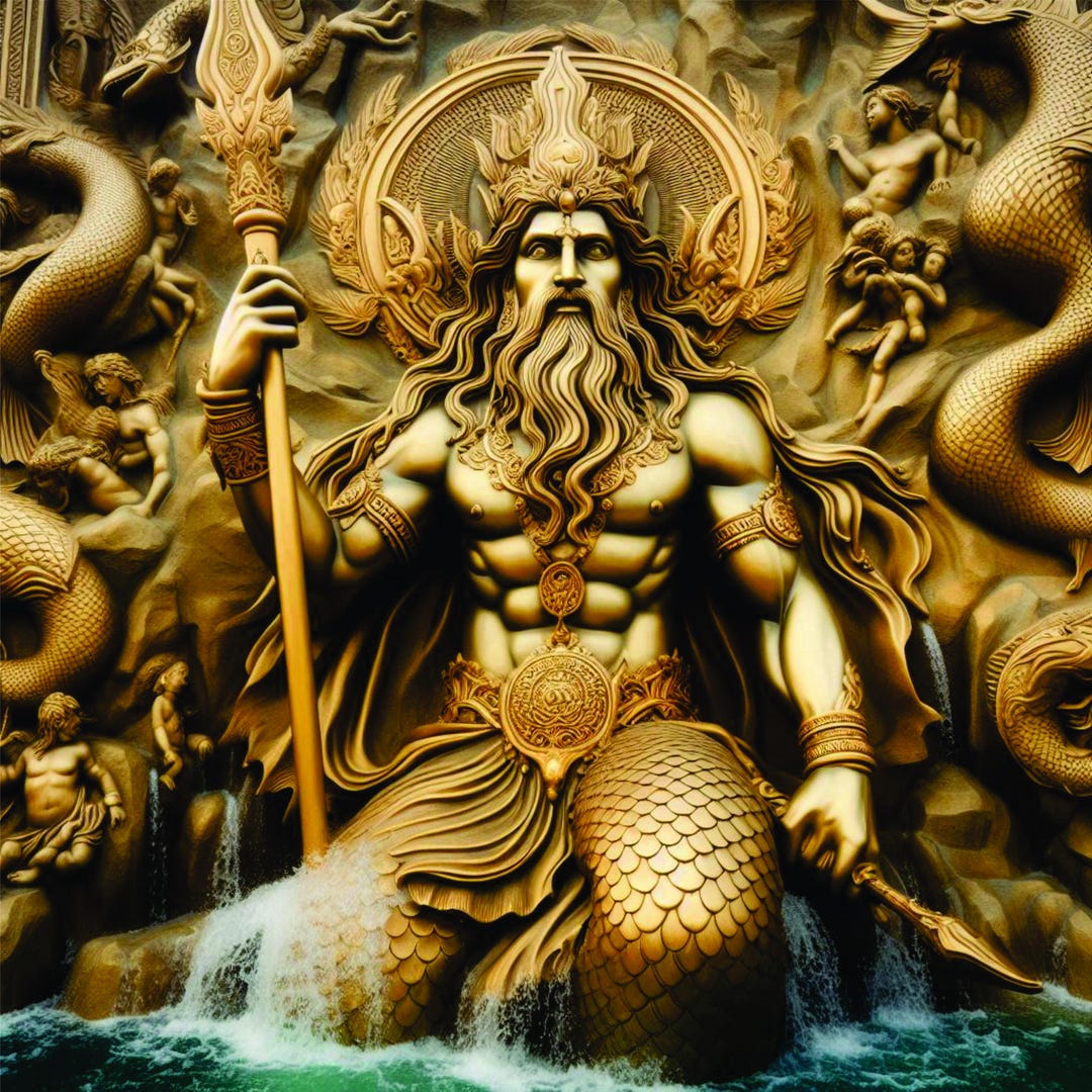 The Canaanite God Yam God of the Sea and Rivers, Often Depicted as a ...