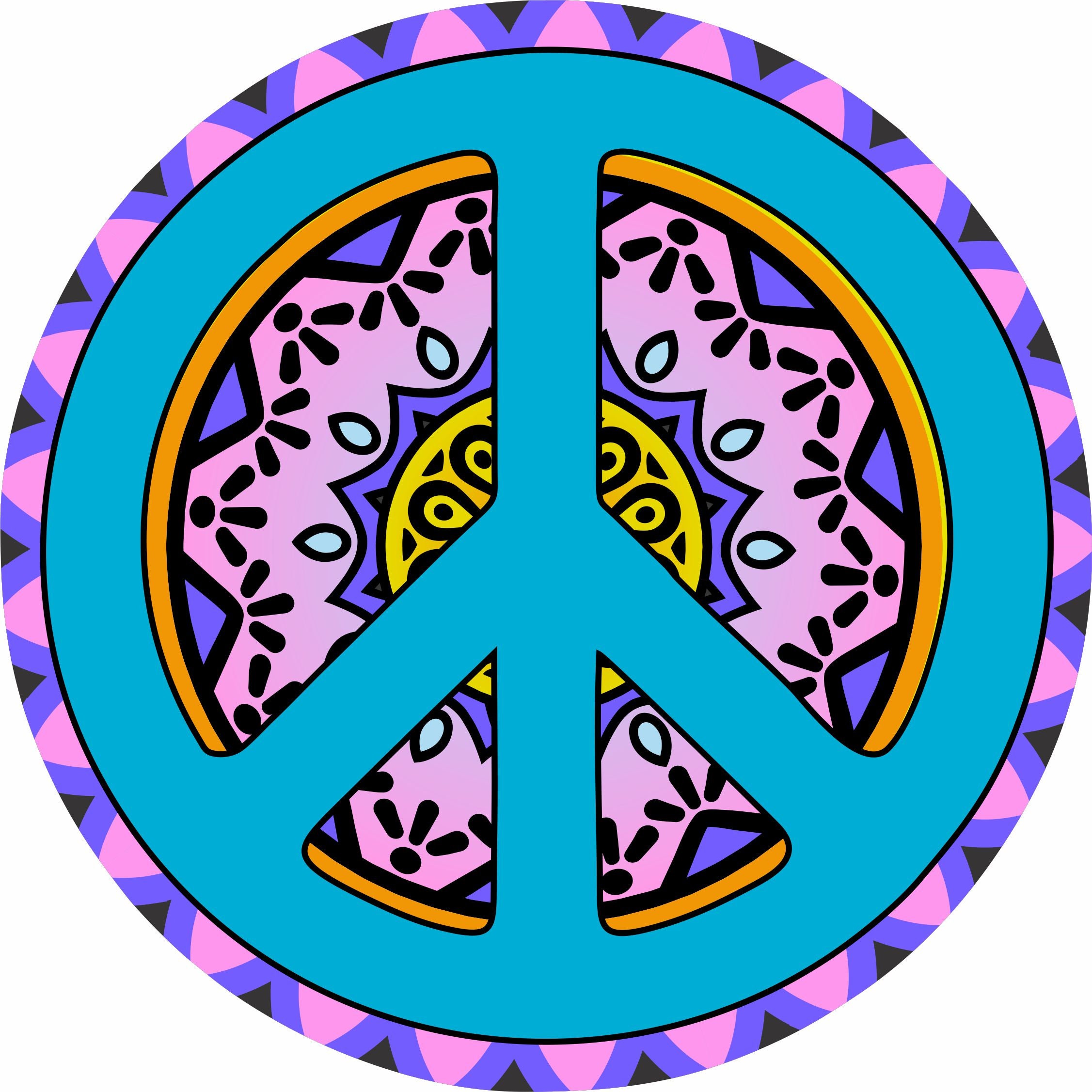 Peace Sign Mandala 002 - Vinyl Sticker Decal - Full Color Cad Cut - Etsy UK
