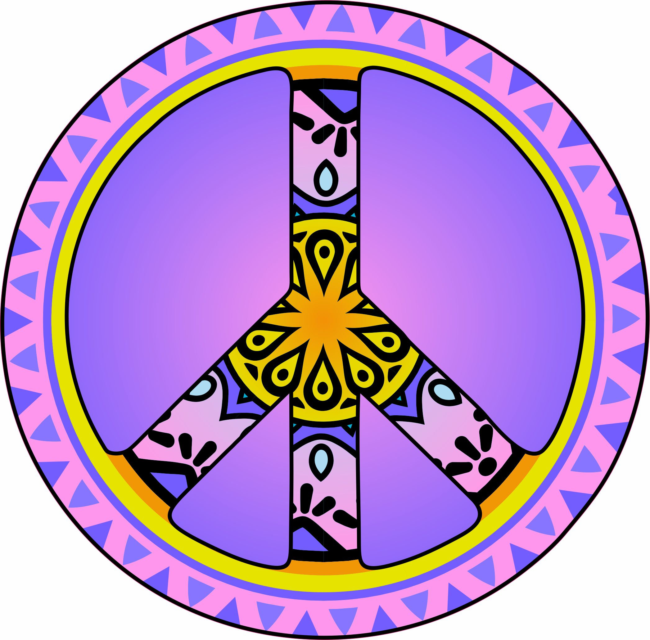 Peace Sign Mandala 004 Vinyl Sticker Decal Full Color Cad - Etsy