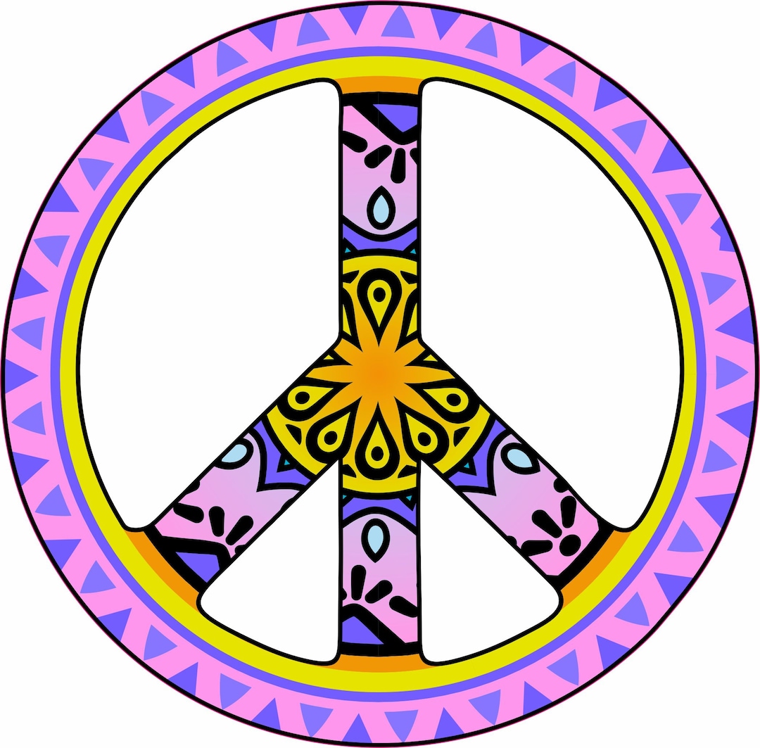 Peace Sign Mandala 003 - Vinyl Sticker Decal - Full Color Cad Cut - Etsy