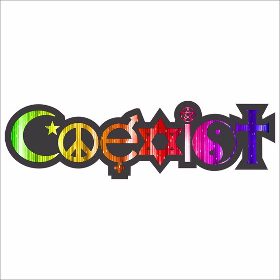 Coexist Black Background Vinyl Sticker Decal Full Color | Etsy