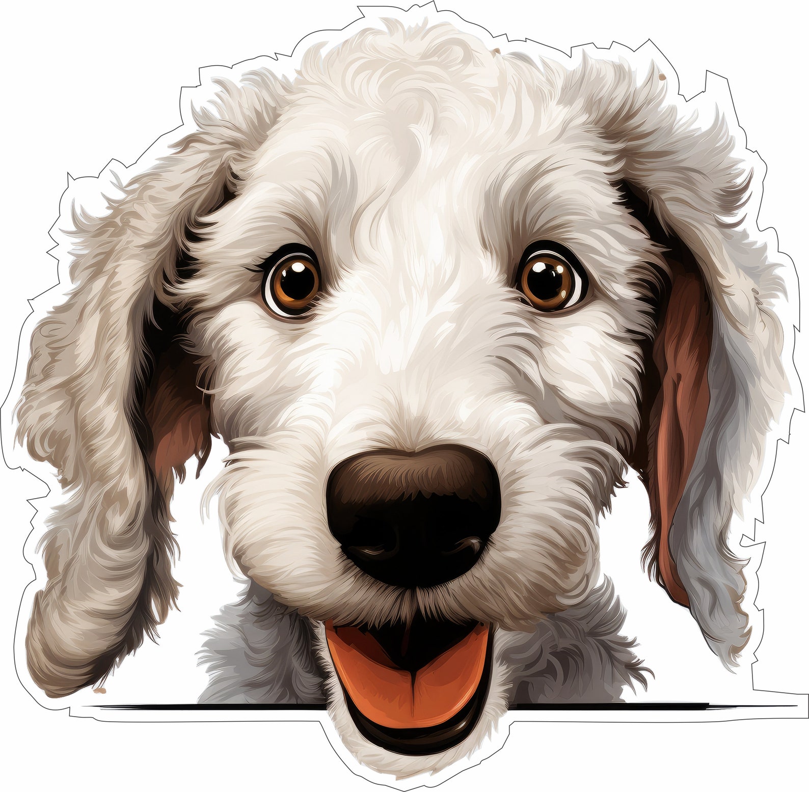 Bedlington Terrier - Peeking Dog - Vinyl Sticker Decal - Full Color Cad ...