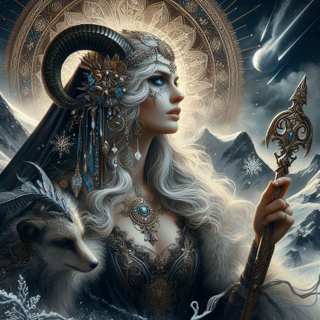 Skadi Goddess of Winter, Mountains, and Hunting, Associated With the ...