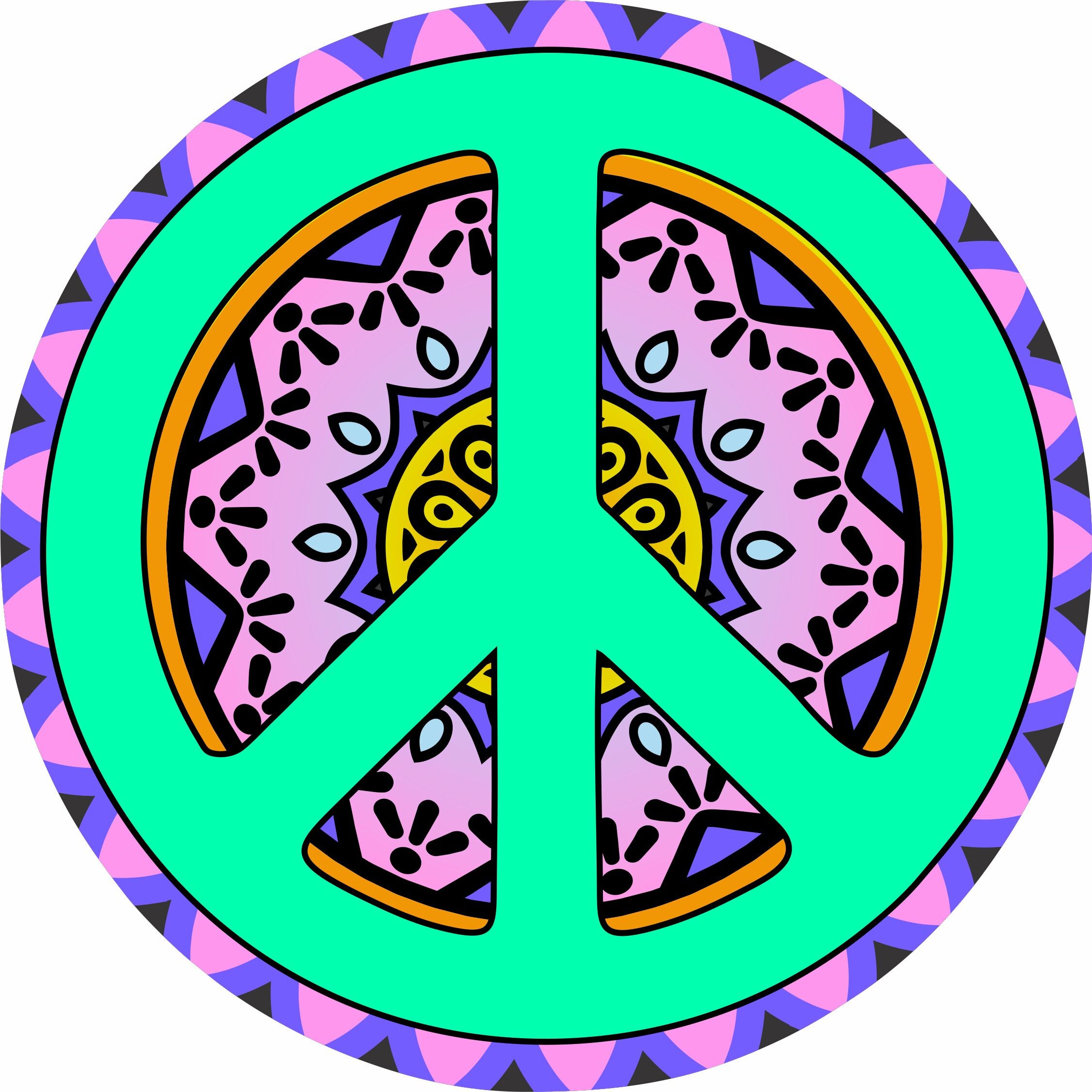 Peace Sign Mandala Vinyl Sticker Decal Full Color Cad Cut | Etsy