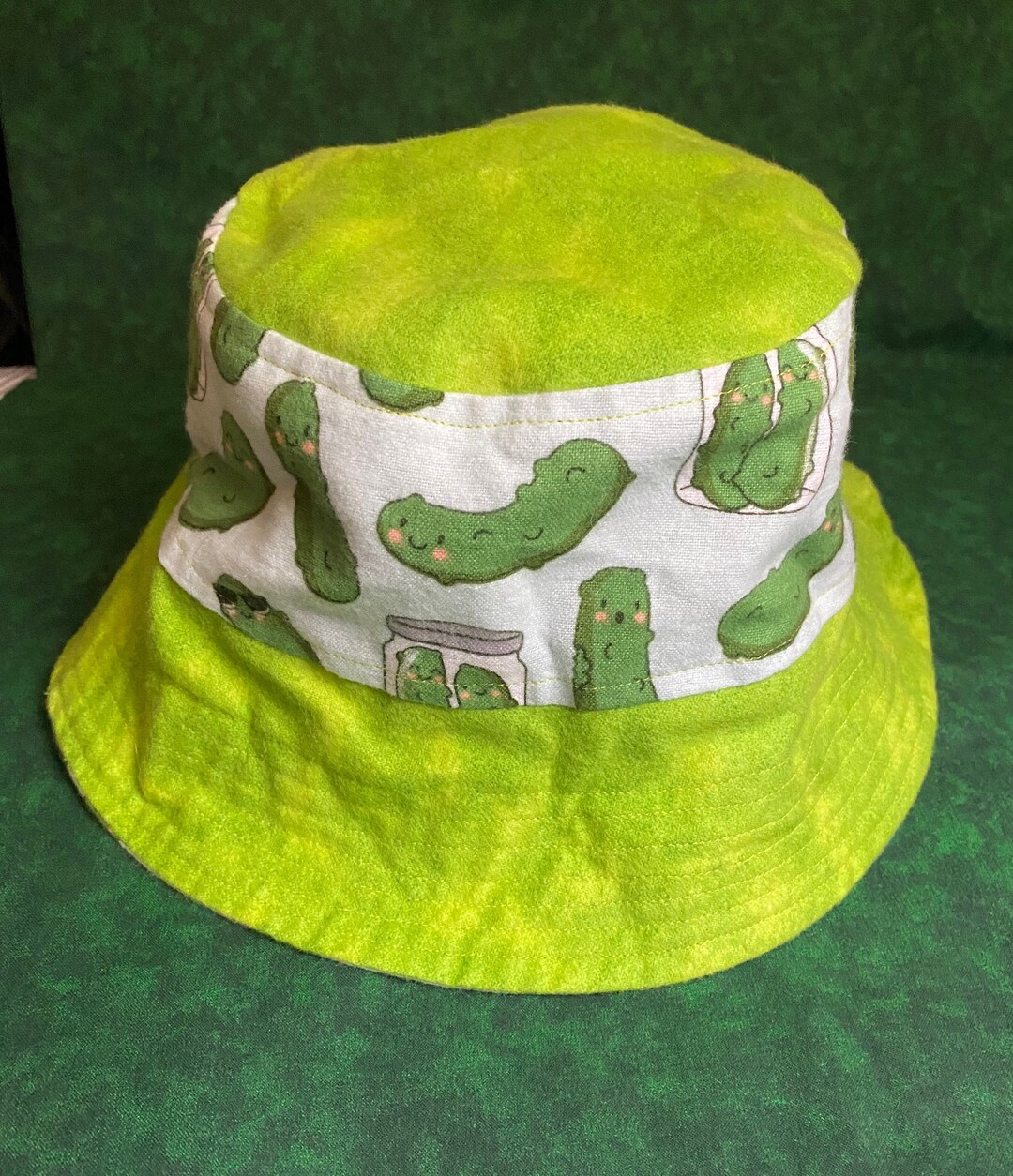 Reversible Pickle and Green Tie Dye Flannel Bucket Hat - Etsy