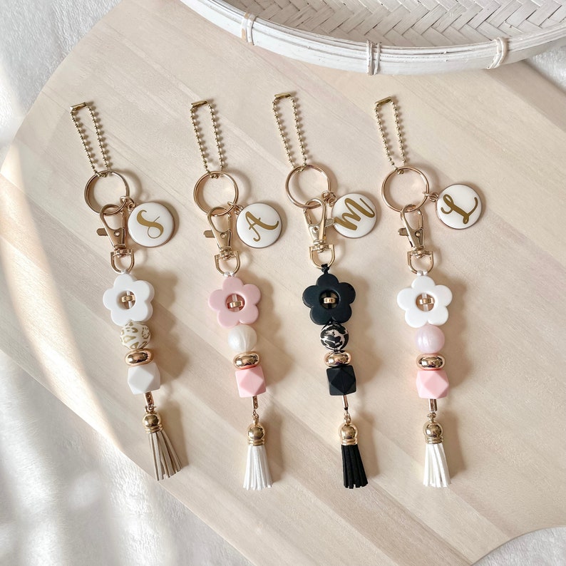 Personalized|silicone Beaded Keychain|keychain Gift|beaded Car Hanger ...