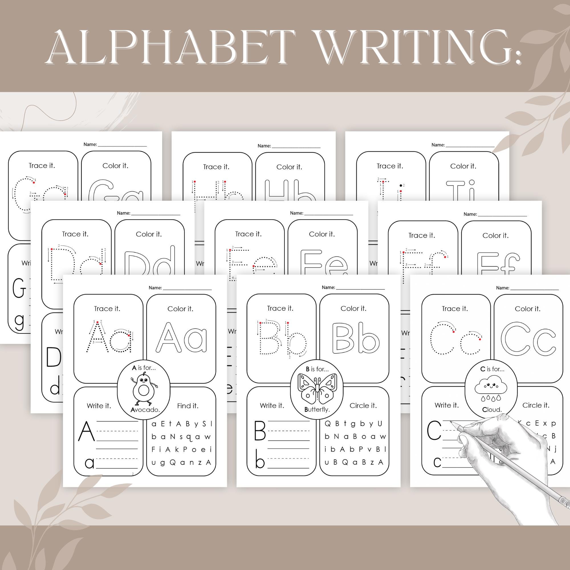 Alphabet Letter Practice Worksheets – Writing, Tracing, Coloring ...