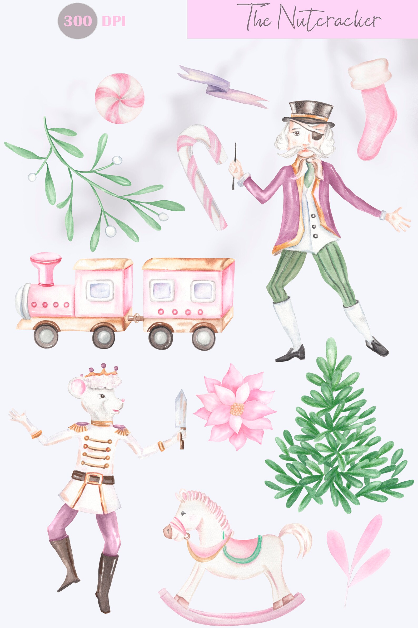 Nutcracker Watercolor Clipart. Pink Christmas Clipart. Ballerina ...