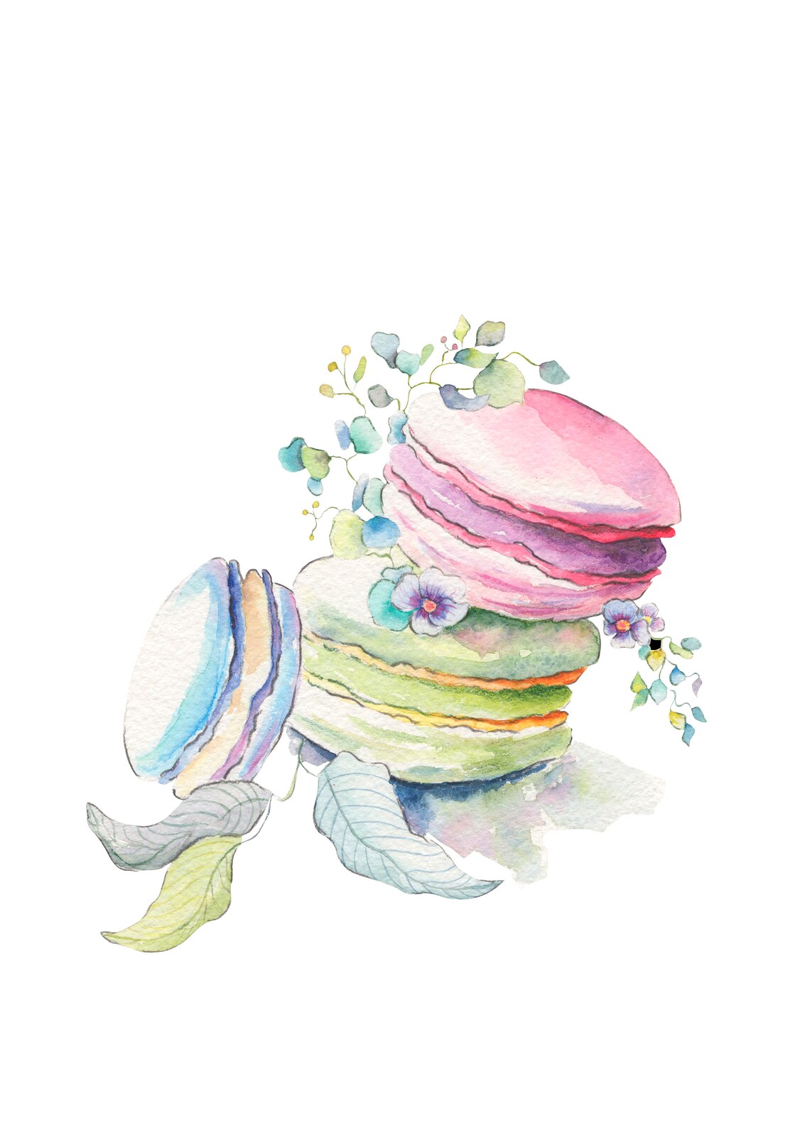 Watercolor Macarons PNG. Watercolor Macarons Print, Macarons and ...