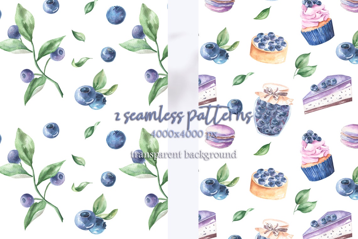 Blueberry Watercolor Clipart. Blueberries Watercolor Elements. - Etsy