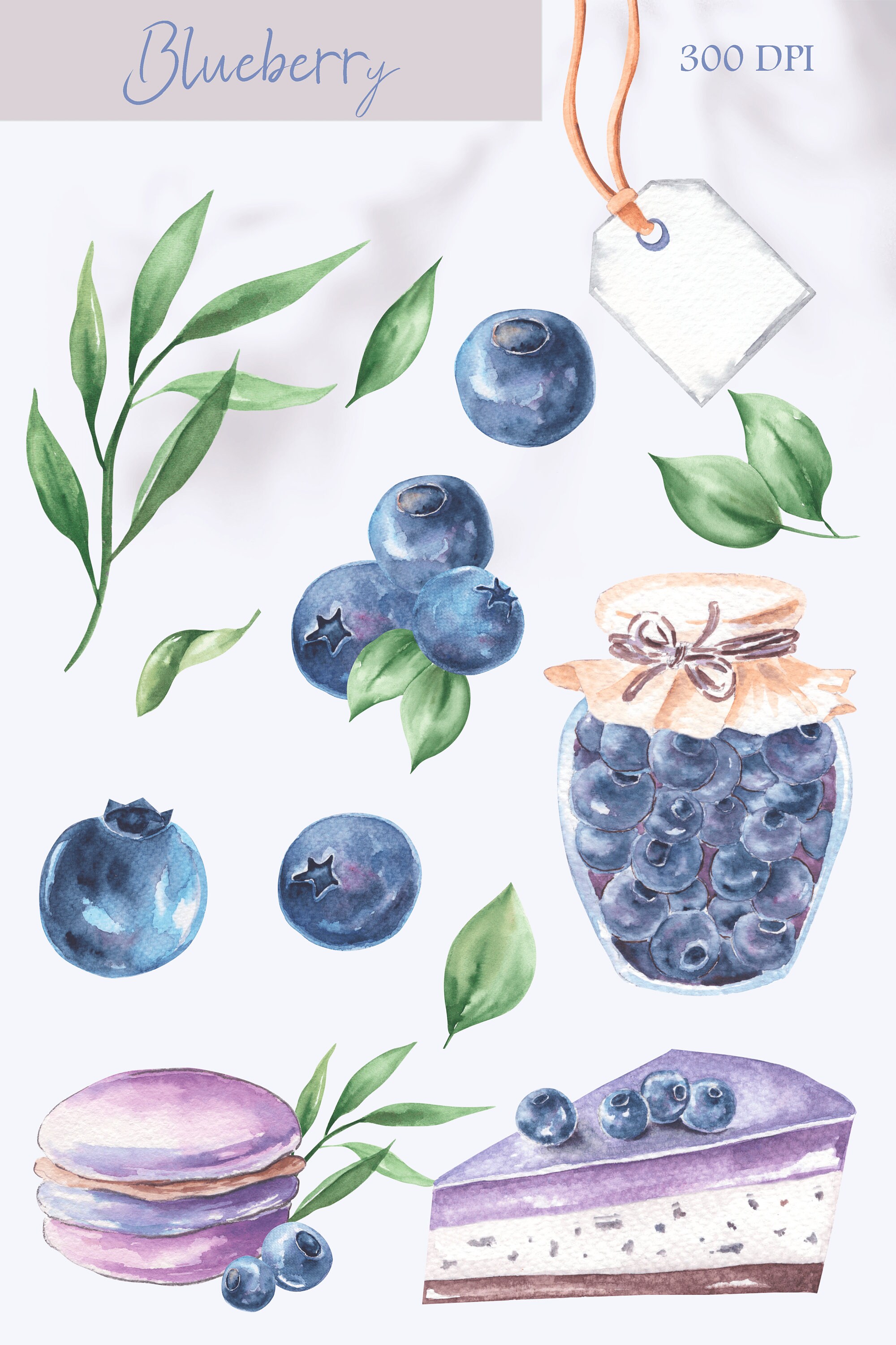 Blueberry Watercolor Clipart. Blueberries Watercolor Elements ...