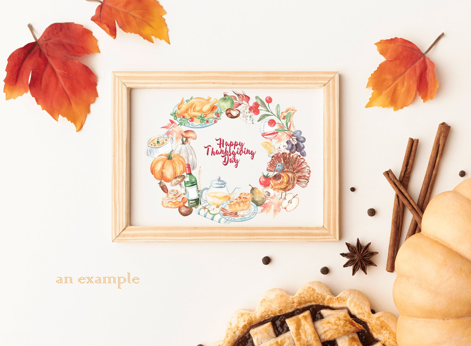 Thanksgiving Day Watercolor Clipart Autumn Watercolor Bundles Holliday ...