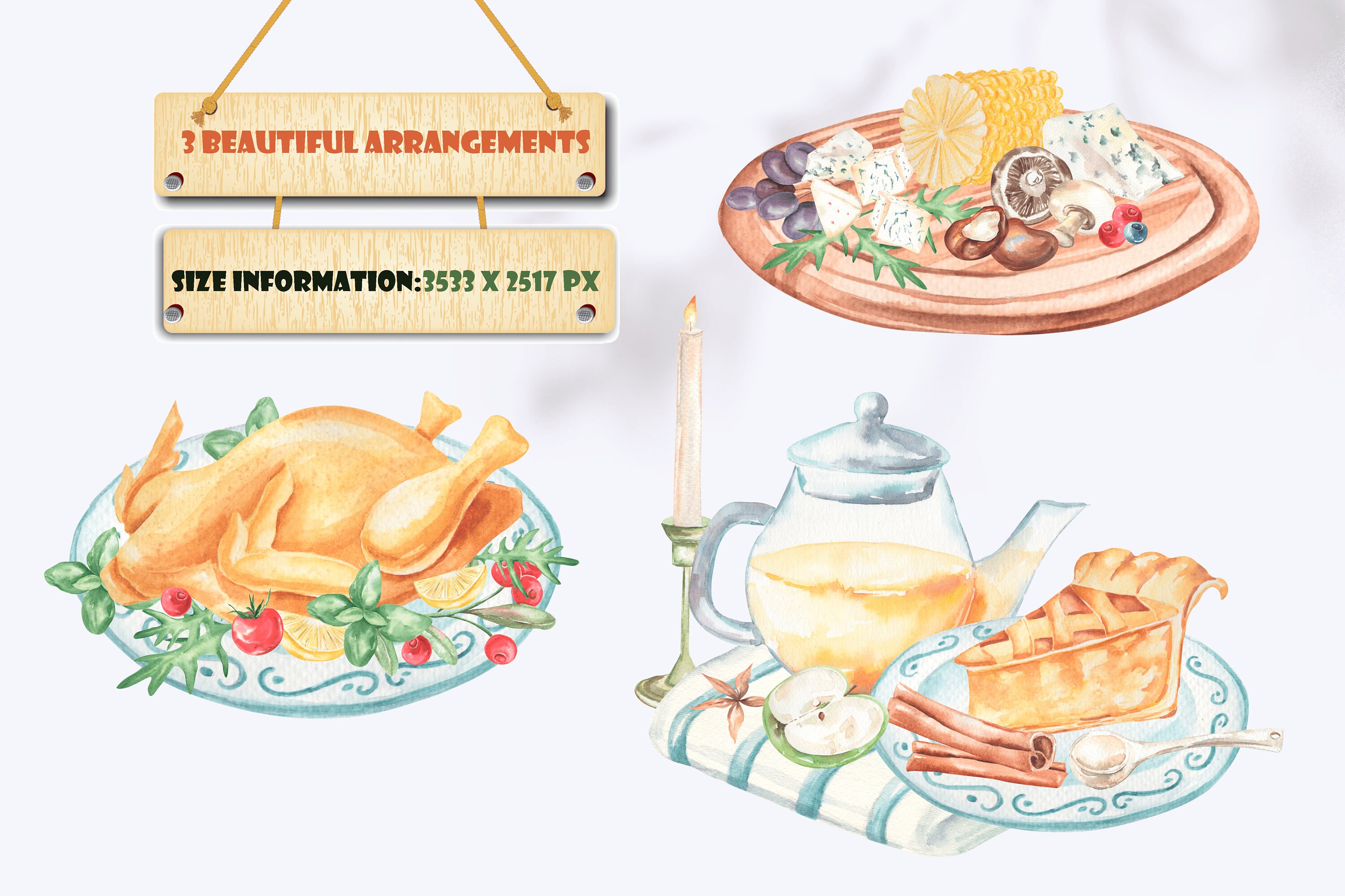 Thanksgiving Day Watercolor Clipart Autumn Watercolor Bundles Holliday ...