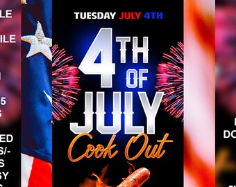Fourth of July Bbq Flyer 4x6 - RGB & CMYK - Adobe Photoshop PSD ...