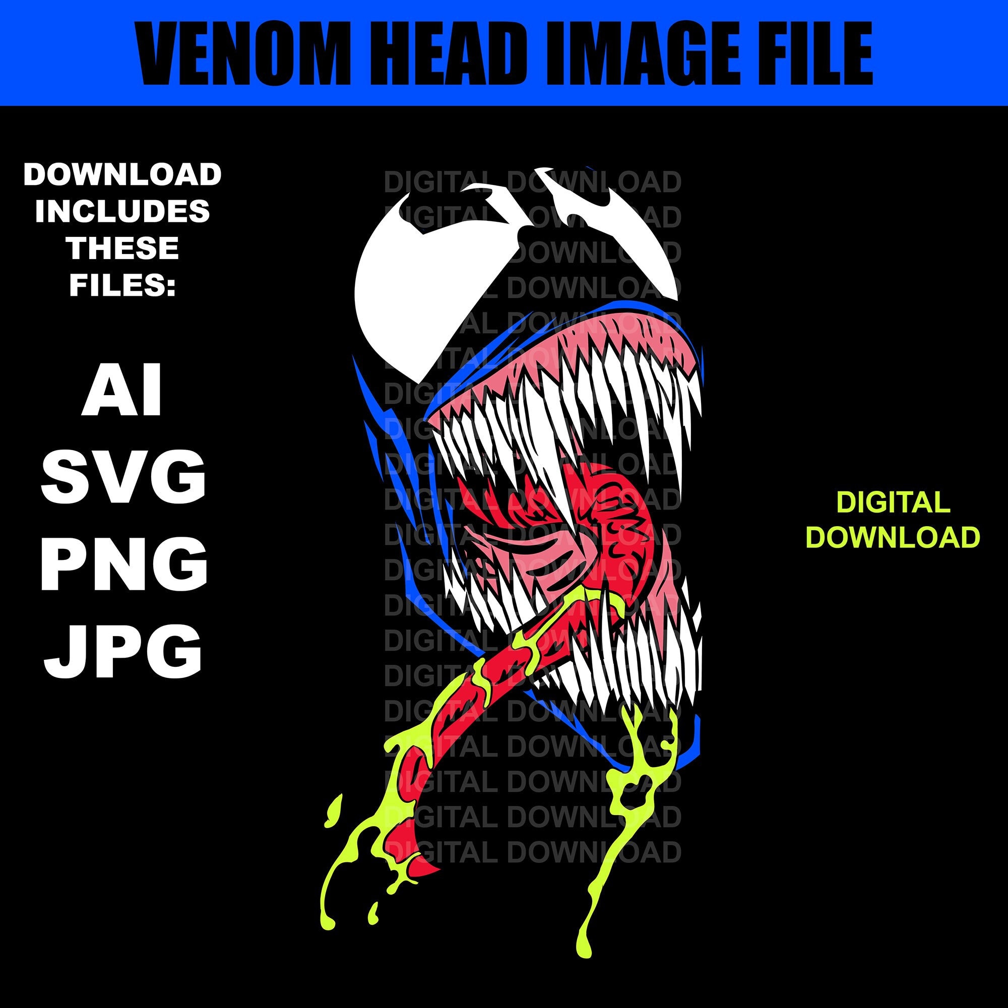 Marvel Comics Spiderman Venom Head Image Files (jpeg, Ai, Png, Svg ...