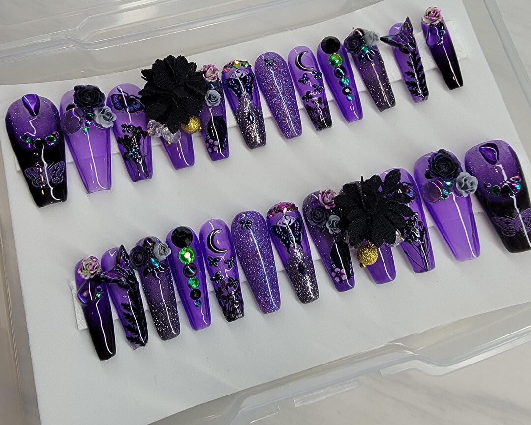 Dark Purple Jelly Moth Nails! - Etsy
