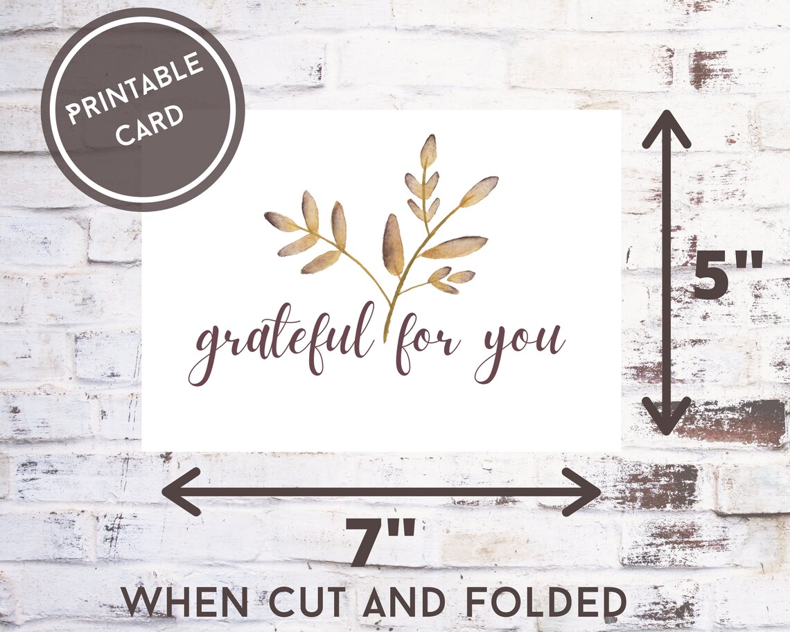 Printable Card | Grateful for You Card | Instant Download | Printable ...