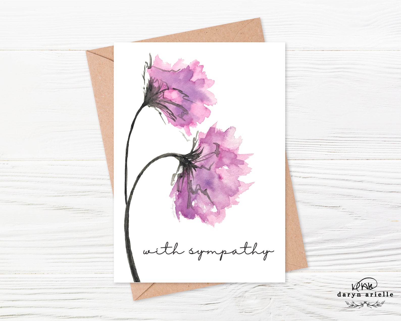Condolence Card, Bereavement Card, Sympathy Card, Floral Condolence ...