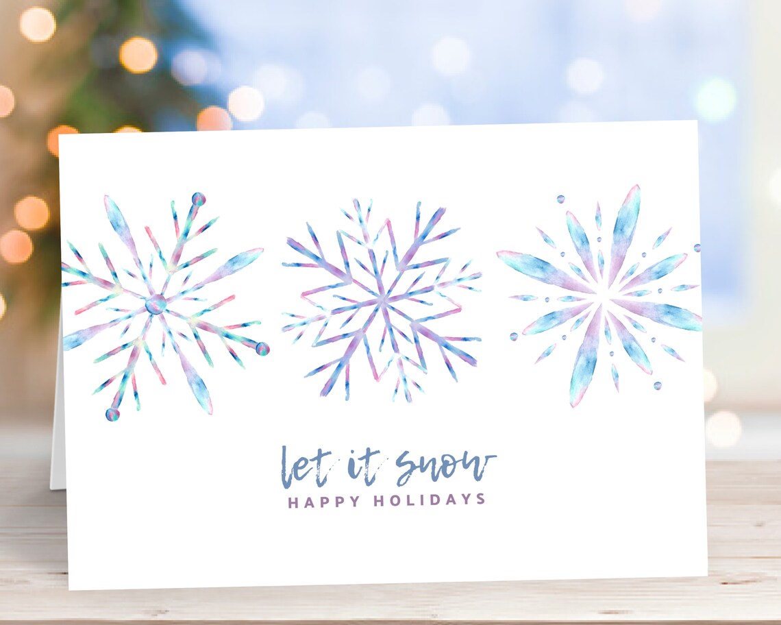 Printable Card | Let It Snow Holiday Card | Instant Download ...