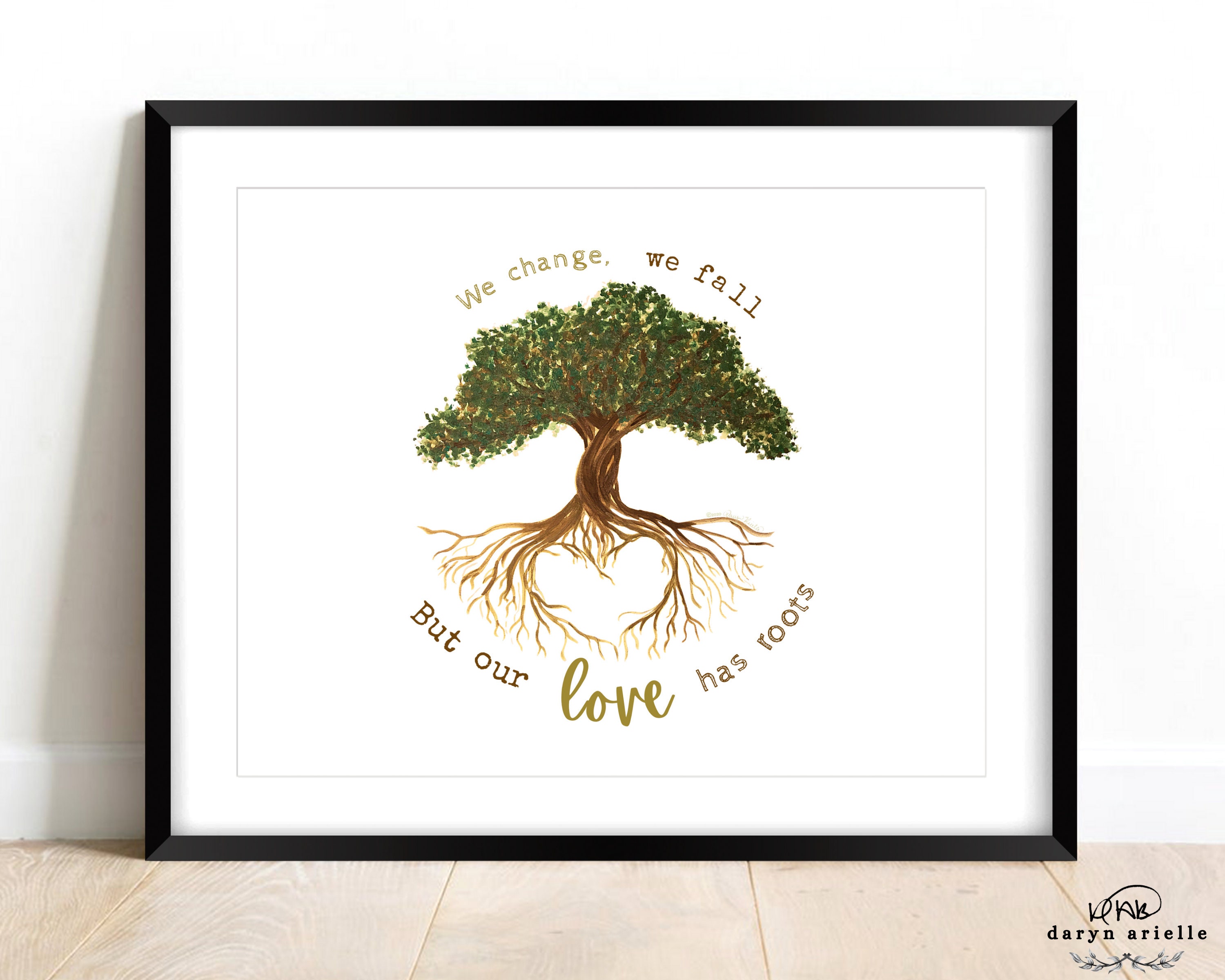 Printable Art, Watercolor Family Tree Heart Print, Our Love Has Roots ...