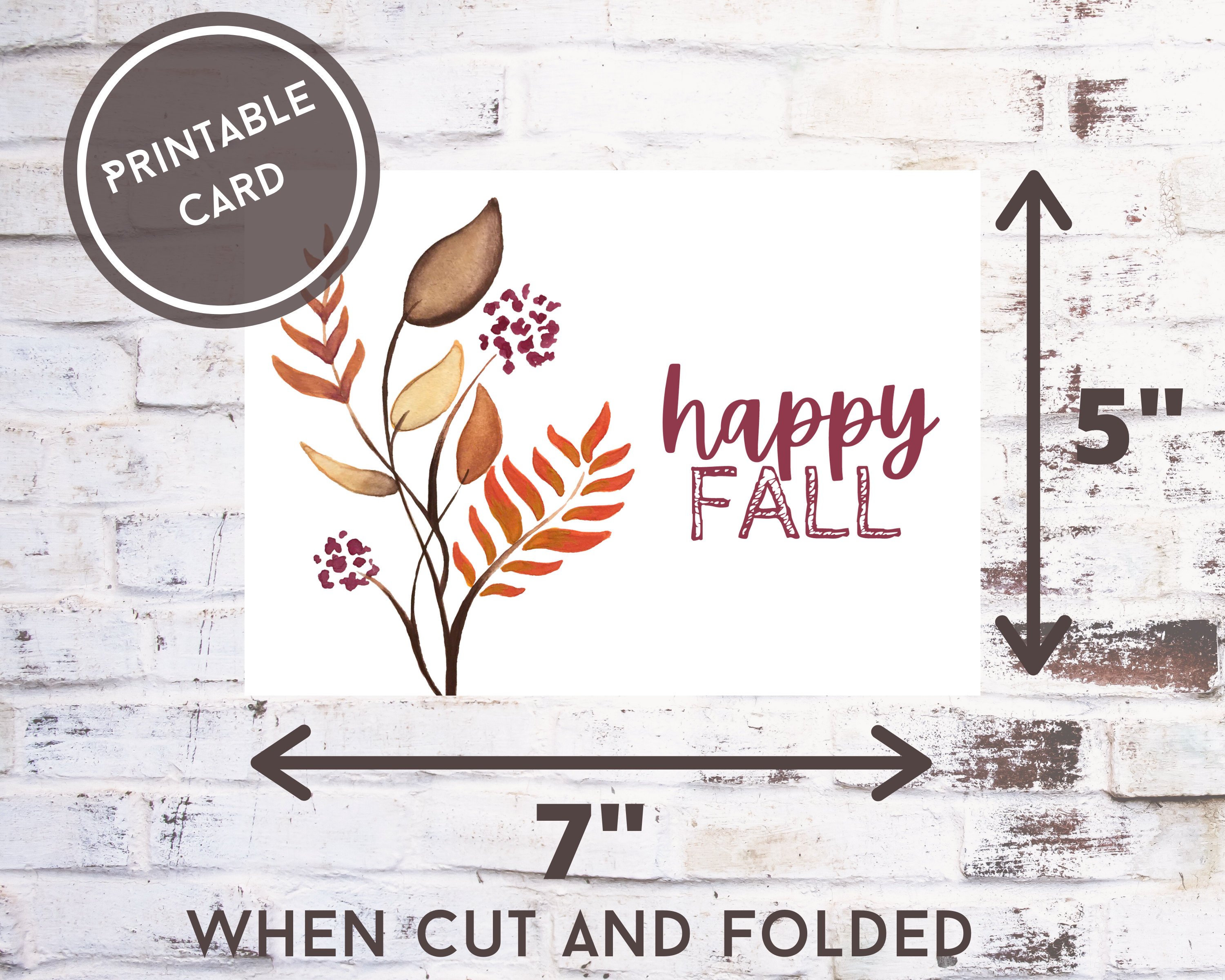 Printable Card | Happy Fall Card | Instant Download | Printable ...