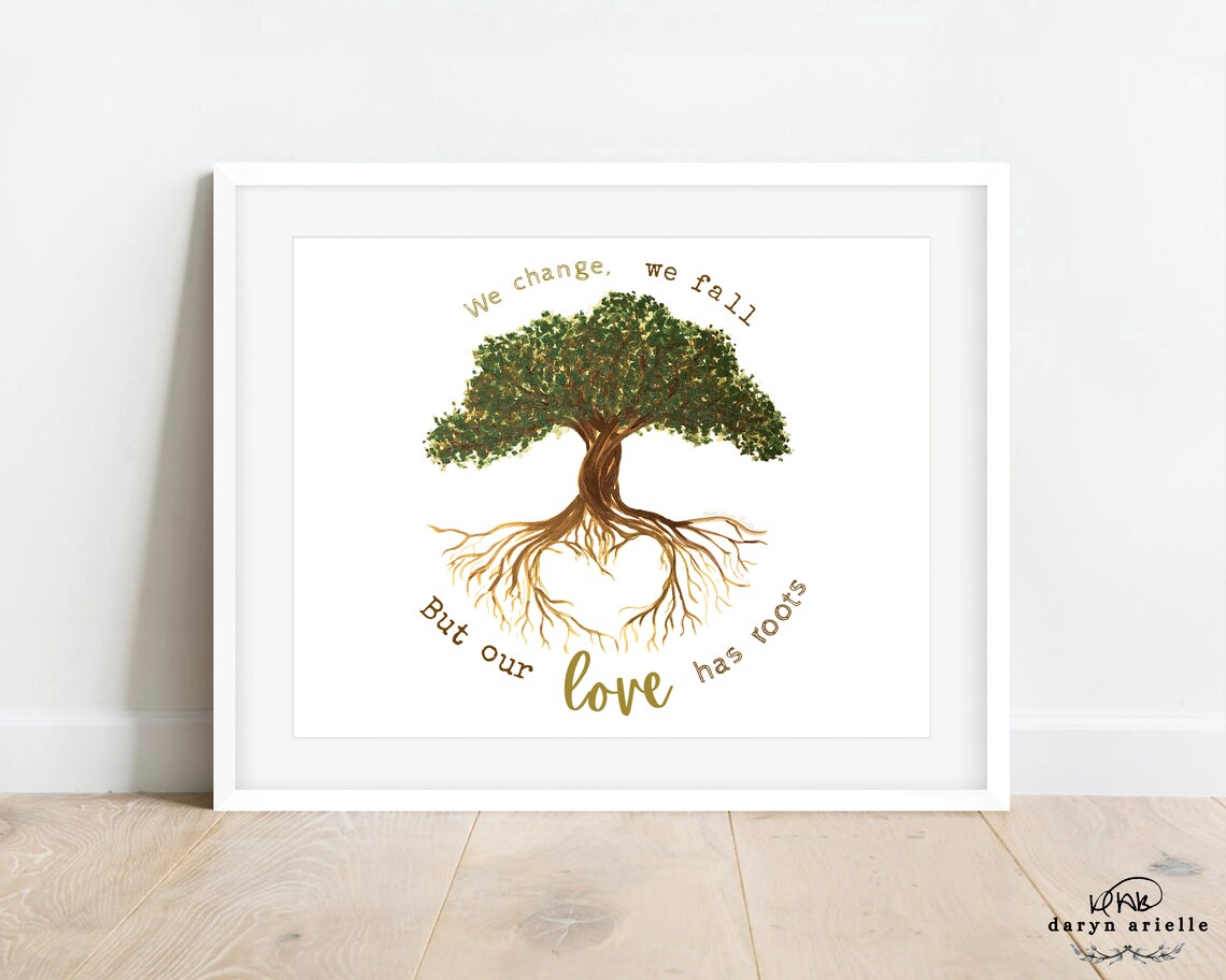 Printable Art, Watercolor Family Tree Heart Print, Our Love Has Roots ...