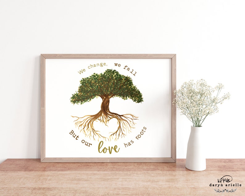 Printable Art, Watercolor Family Tree Heart Print, Our Love Has Roots ...