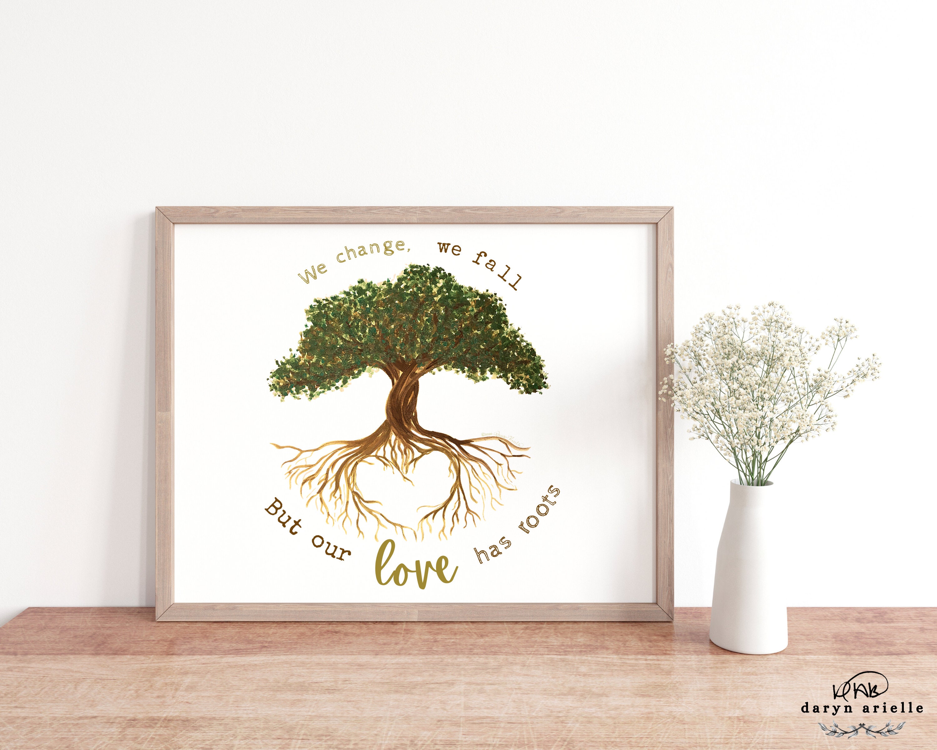 Printable Art, Watercolor Family Tree Heart Print, Our Love Has Roots ...