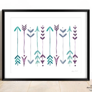 Printable Art, Watercolor Tribal Arrows Art Print, Pastel Arrows Art ...
