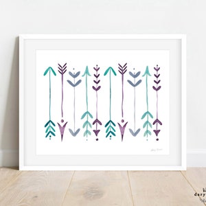 Printable Art, Watercolor Tribal Arrows Art Print, Pastel Arrows Art ...