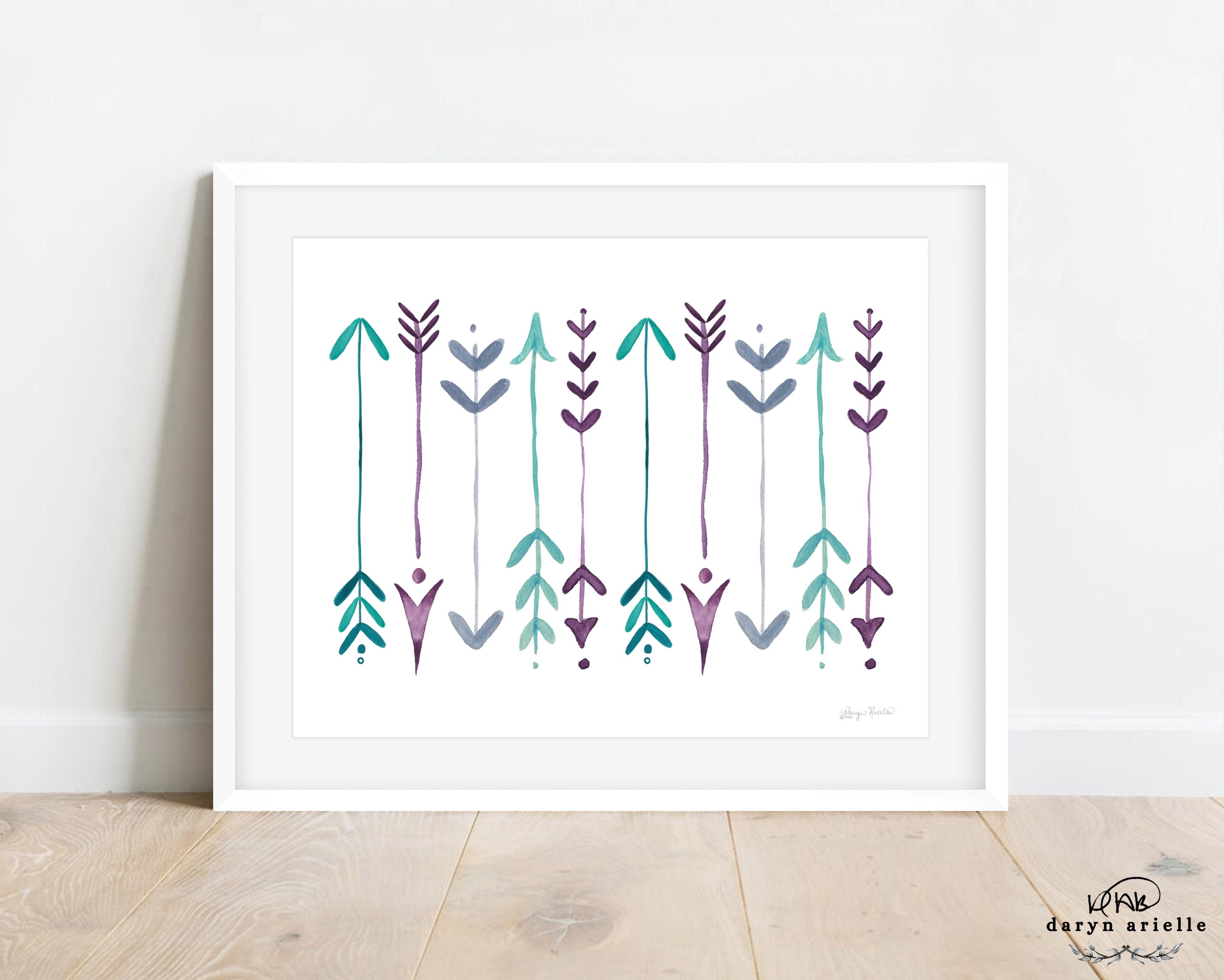 Printable Art, Watercolor Tribal Arrows Art Print, Pastel Arrows Art ...
