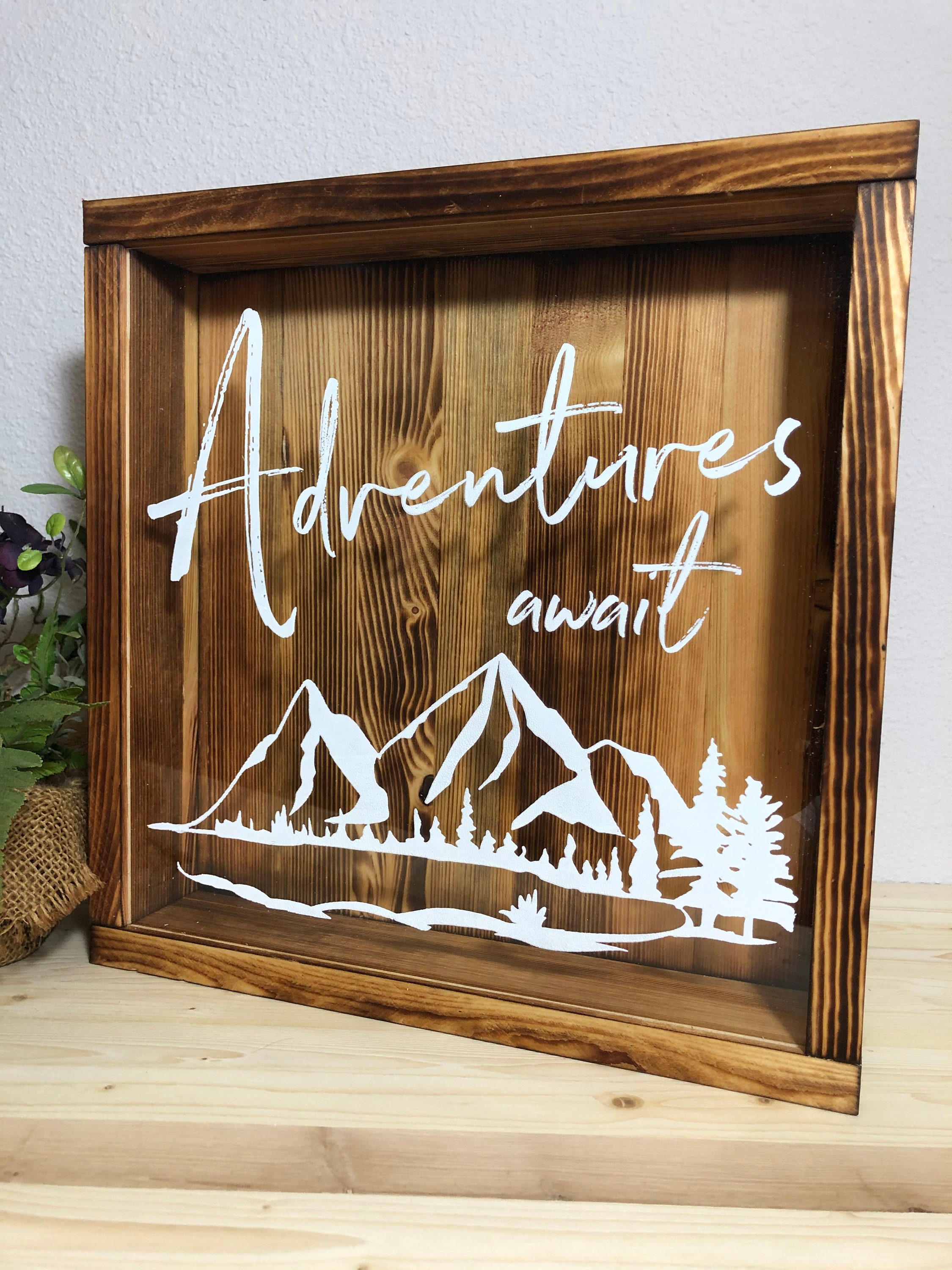 Handmade Adventure Fund Shadow Box: Rustic Pine Wood Travel Keepsake - Etsy