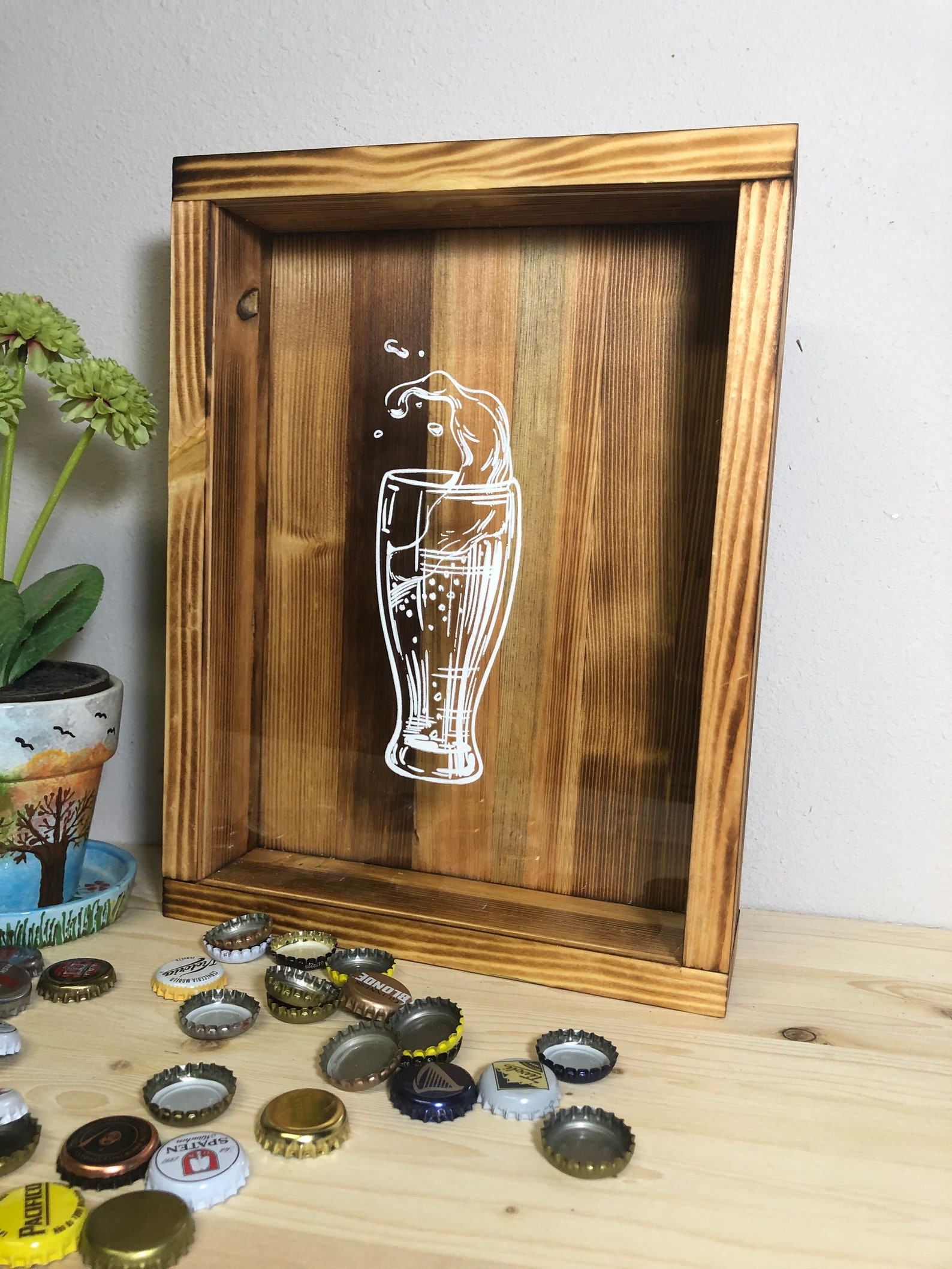 Beer Cap Shadow Box Beer Cap Holder Wood Shadow Box - Etsy