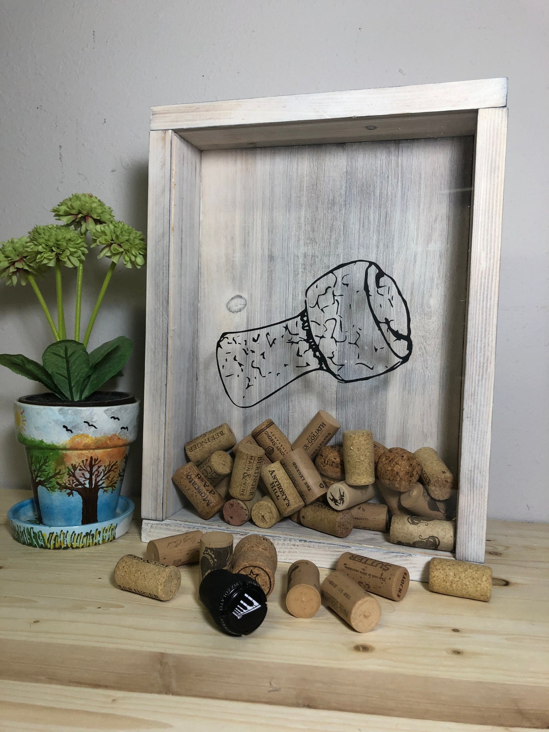 Wine Cork Shadow Box • Wine Cork Holder • Cork Holder • Rustic Shadow ...