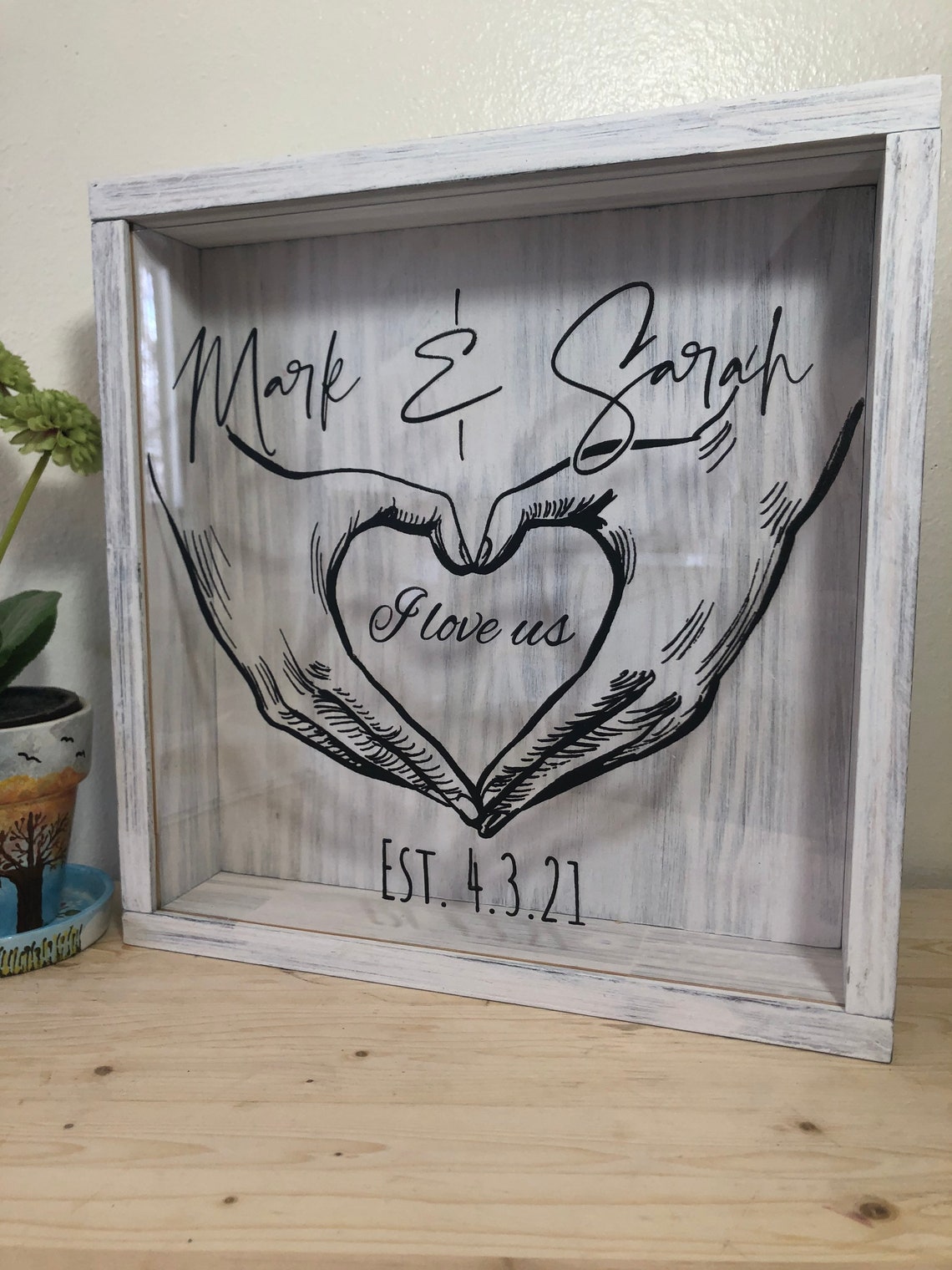 Heart Hands Shadow Box Gift for Her or Him Wedding Shadow | Etsy
