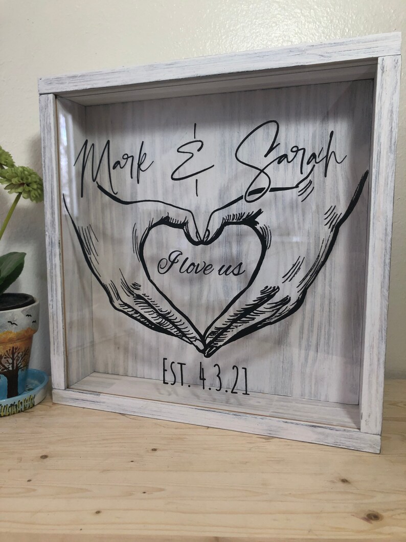 Heart Hands Shadow Box Gift for Her or Him Wedding Shadow - Etsy