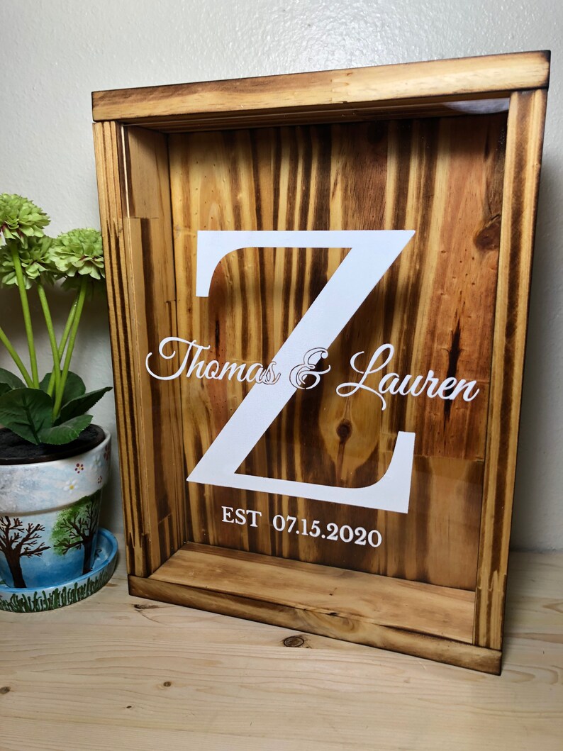 Wedding Shadow Box Monogram Shadow Box Couples Gift | Etsy