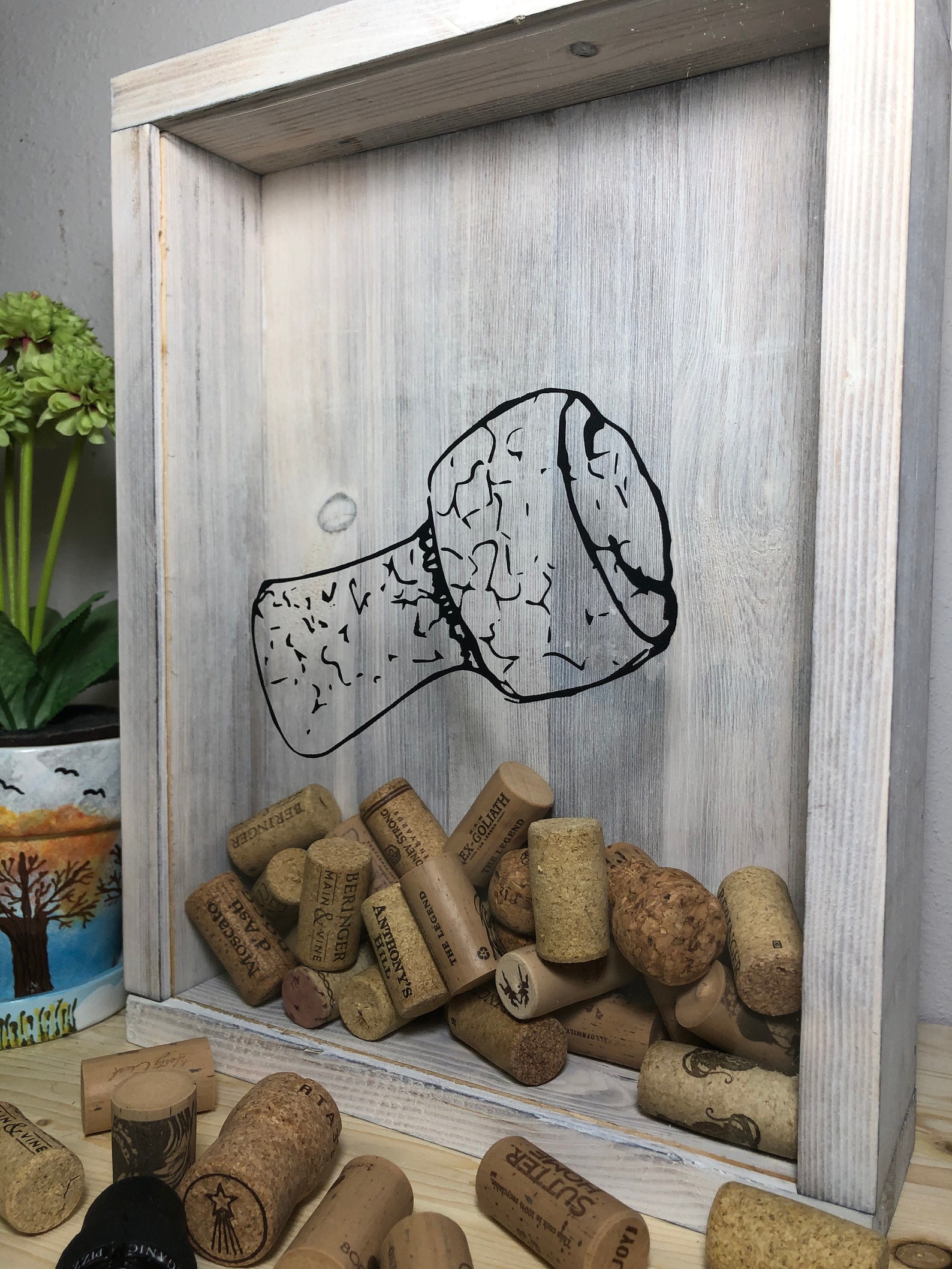 Wine Cork Shadow Box Wine Cork Holder Cork Holder Rustic - Etsy