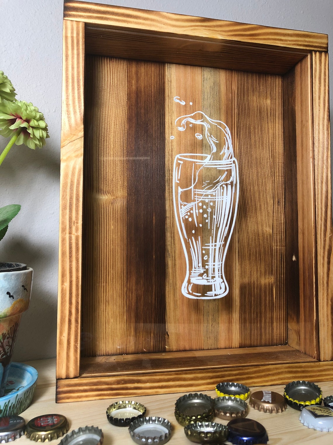 Beer Cap Shadow Box Beer Cap Holder Wood Shadow Box | Etsy