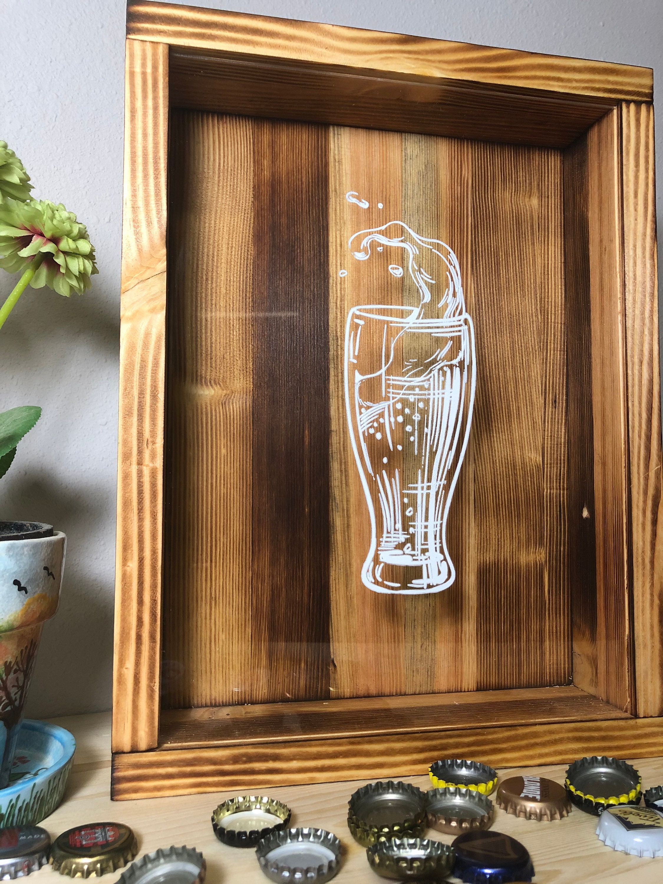 Beer Cap Shadow Box Beer Cap Holder Wood Shadow Box | Etsy